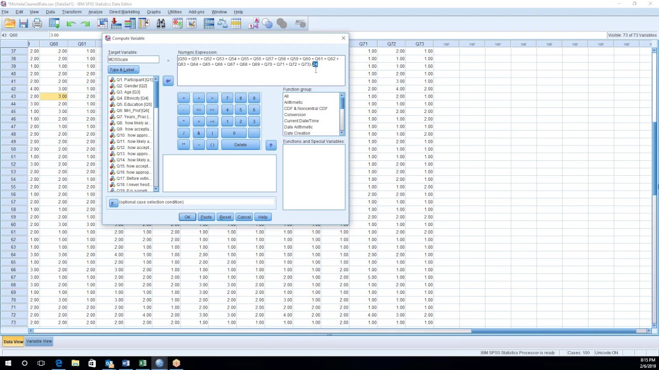 SPSS How to Compute a Scale - YouTube