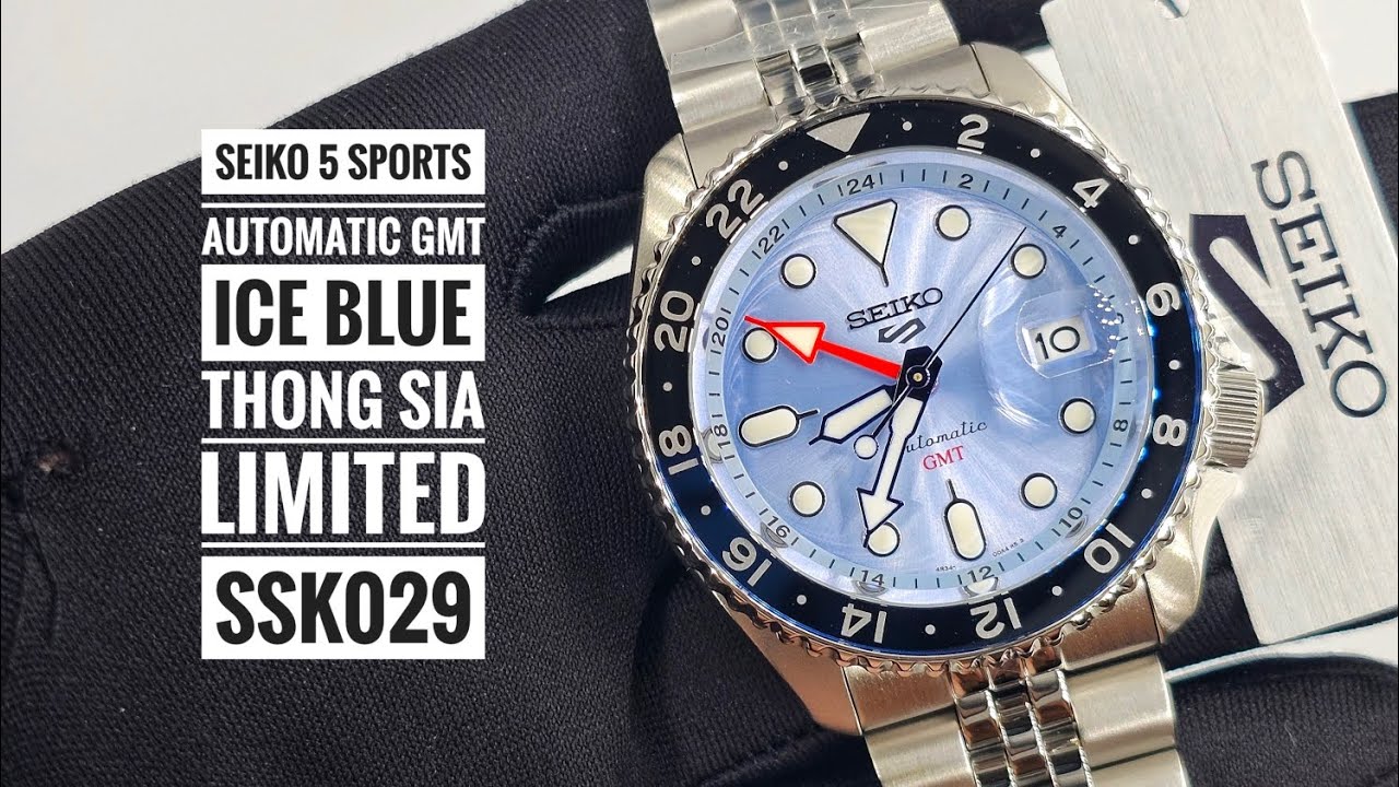 Seiko 5 Sports Automatic GMT Ice Blue Thong Sia Limited Edition 1000 Pc ...