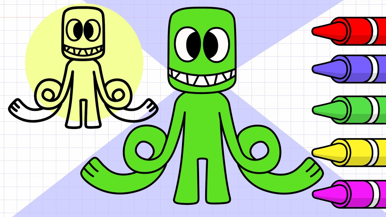 How to Drawing and Coloring Green From Roblox Rainbow Friends / Sweet ...