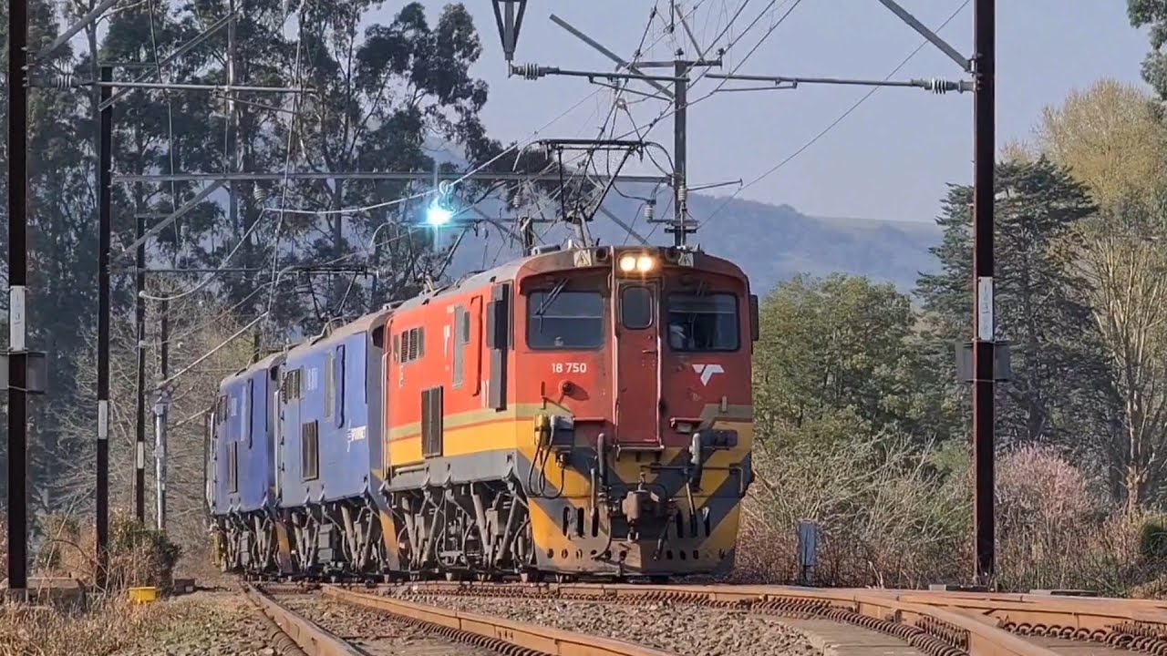 South African Railways class 18E locomotives chased from Lions River ...