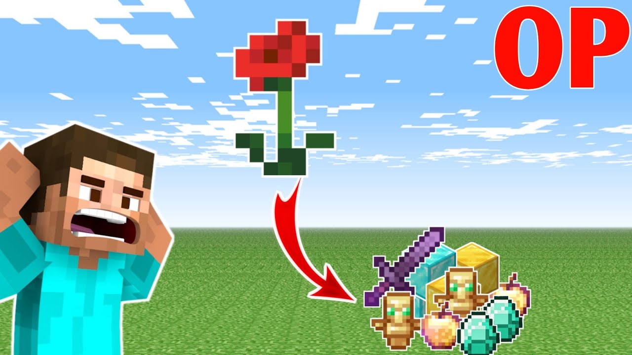 minecraft but flowers drop op items - YouTube