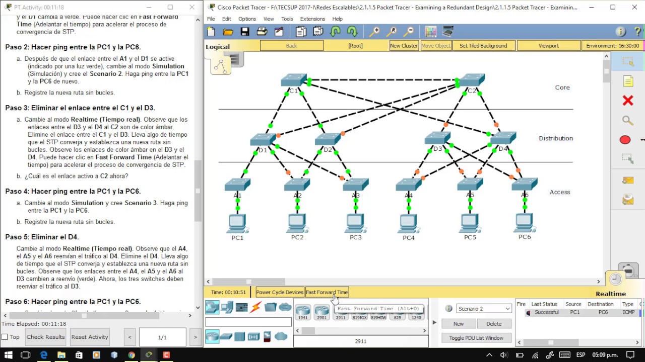 2.1.1.5 Packet Tracer - Examining a Redundant Design - YouTube