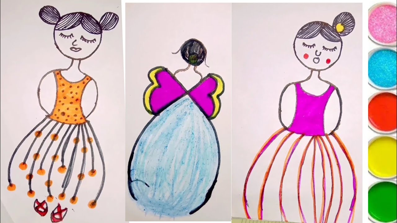 Amazing Cute Doll Drawing, Painting and Coloring For Kids and Toodlers ...