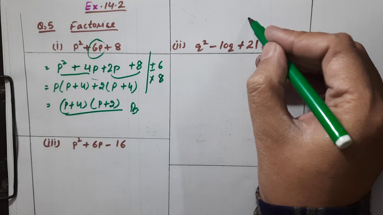 class viii , maths factorization .Splitting middle term - YouTube