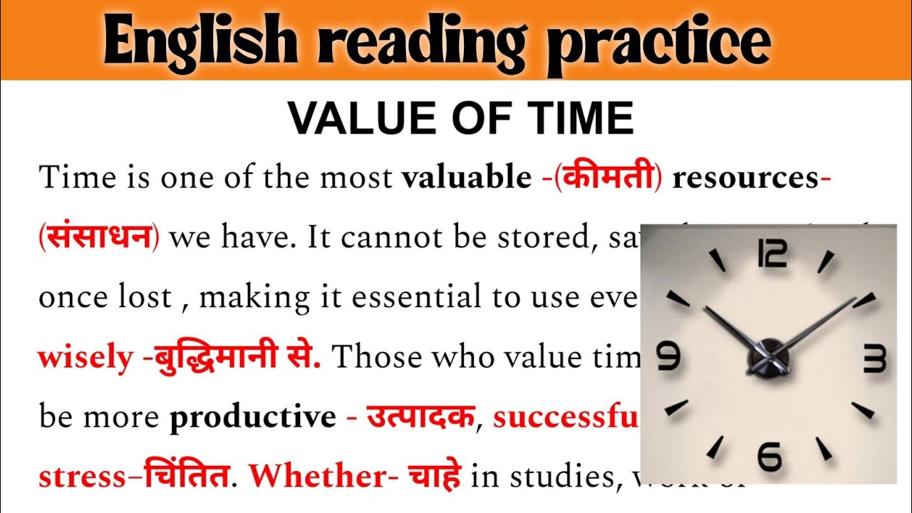 "Value of Time | English Reading Practice for Fluency & Comprehension ...