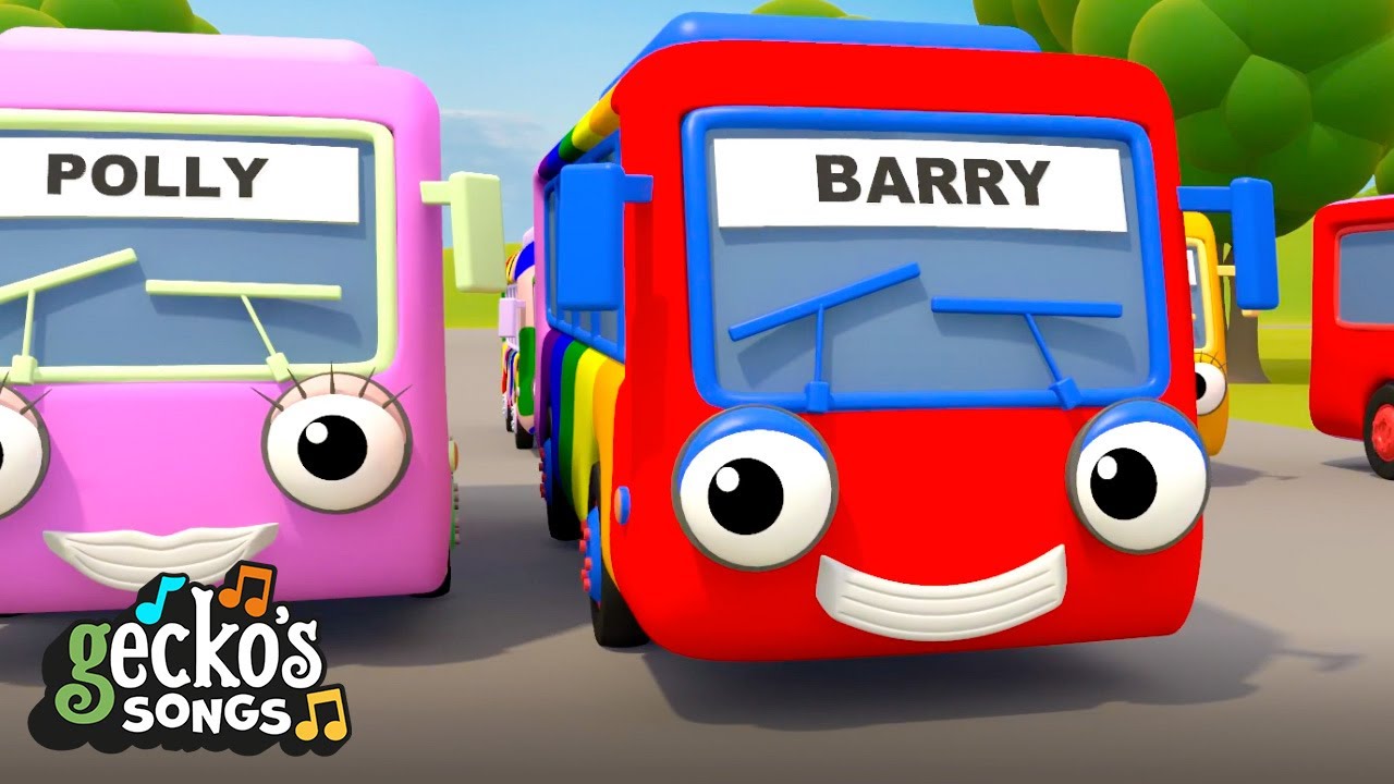 5 Rainbow Buses - Singalong Karaoke! | Gecko's Garage Songs｜Kids Songs ...