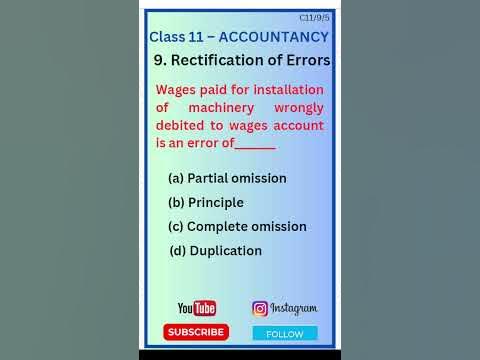 Rectification of Errors | Question - 5 | MCQ | Class 11 Accountancy #shorts - YouTube