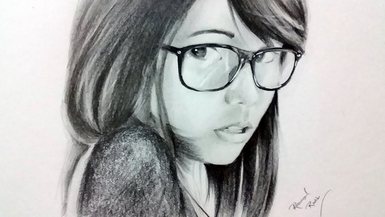 Drawing a Cute Girl With Glasses | Pencil Glue - YouTube