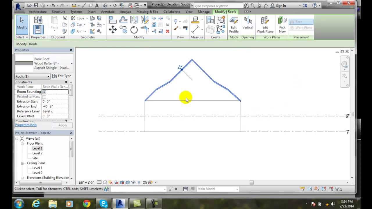 Revit 07-07 Creating Roofs by Extrusion Part 1 - YouTube