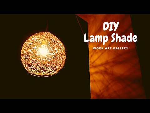 DIY !!  Night Lampshade with cotton thread !! Home made wrapped woolen Lamp !! Night lamp ...