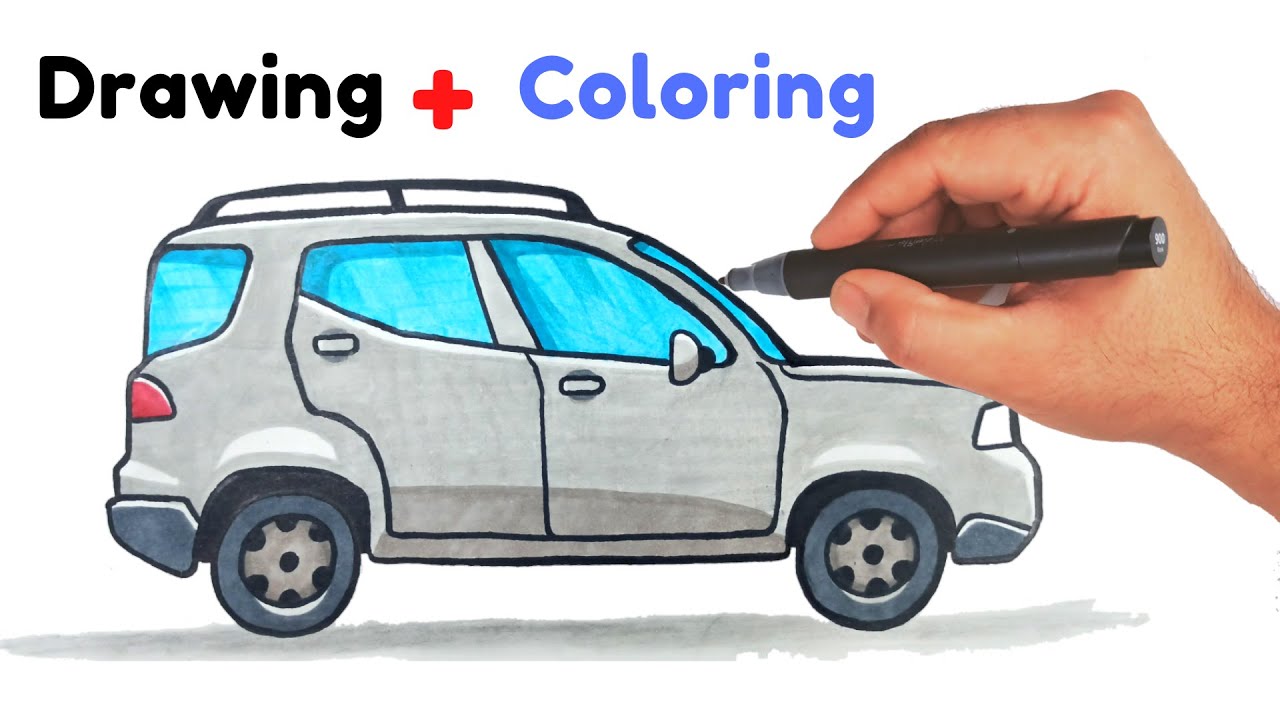How to draw a SUV Car - SUV Car Drawing - Sport Utility Vehicle Drawing ...