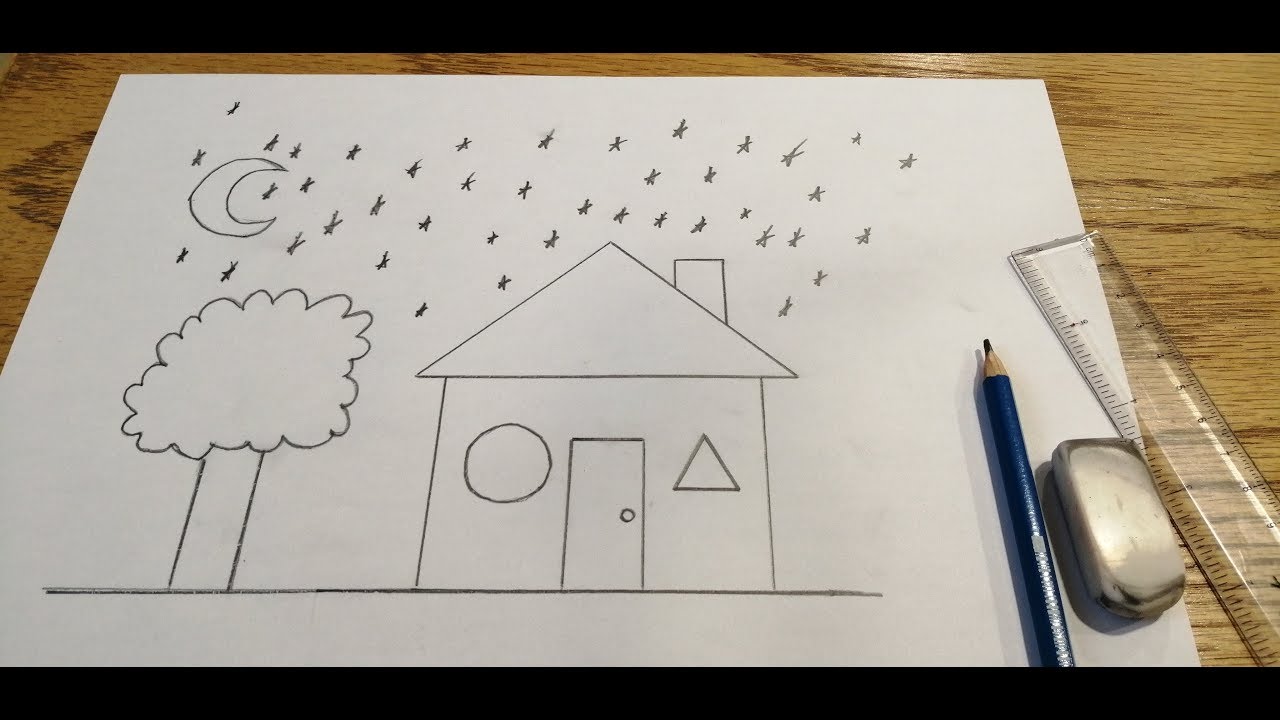 How To Draw A House Step by Step - easy drawing for beginners - drawing ...
