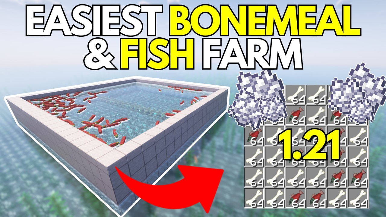 BEST BONEMEAL & FISH farm for Minecraft Bedrock 1.21+ - YouTube