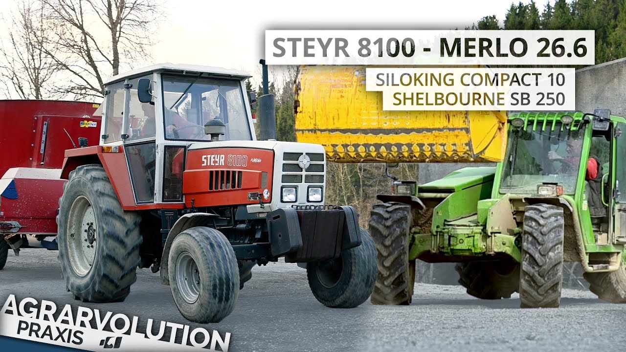 Steyr 8100 + Siloking Compact 10 - Merlo 26.6 • Feed ration mixing ...