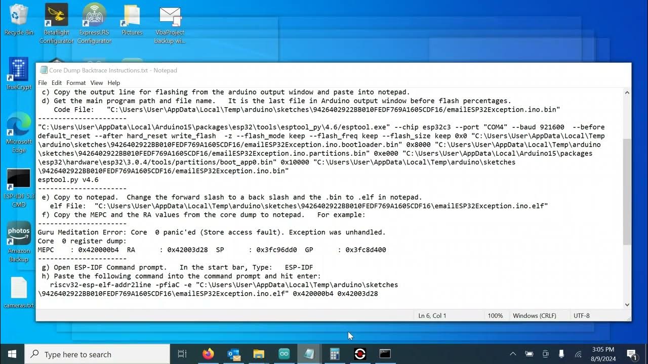 Decoding ESP32 Exception Core Dumps with Arduino - YouTube