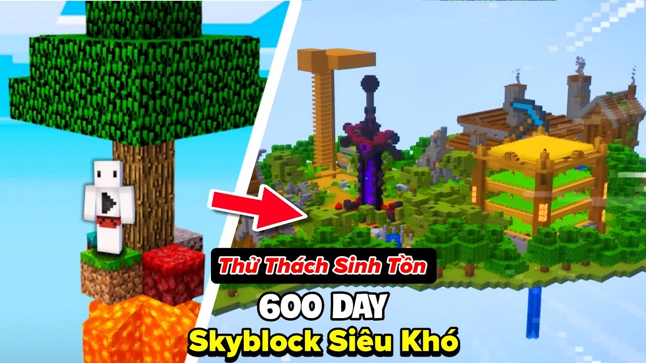 Tôi Cố Gắng Sống Sót 600 Ngày Trong Skyblock Khó Nhất Minecraft ...