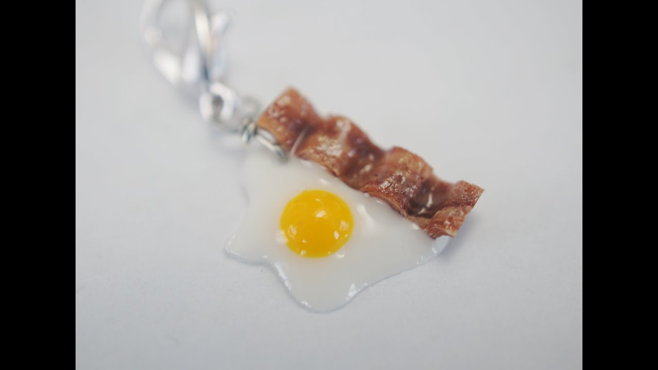 Charm Size Egg And Bacon Tutorial, Polymer Clay Food Tutorial - YouTube
