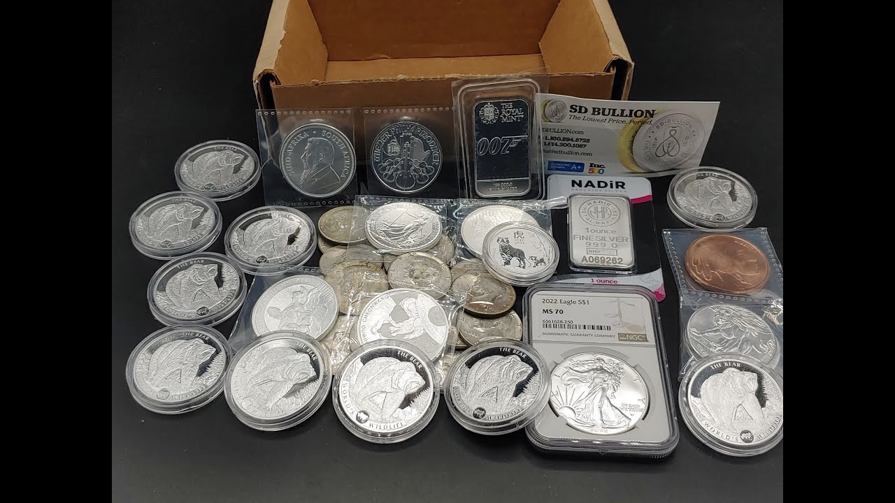SD Bullion unboxing 2022 silver video $667 Huge variety of all the ...