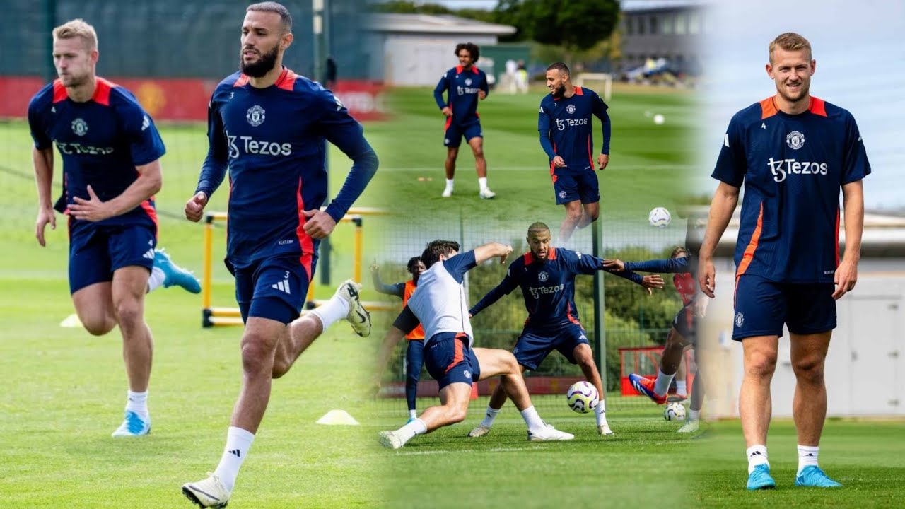 Scary!! De Ligt, Mazraoui SHAKE Carrington training grounds in first Manchester United training ...
