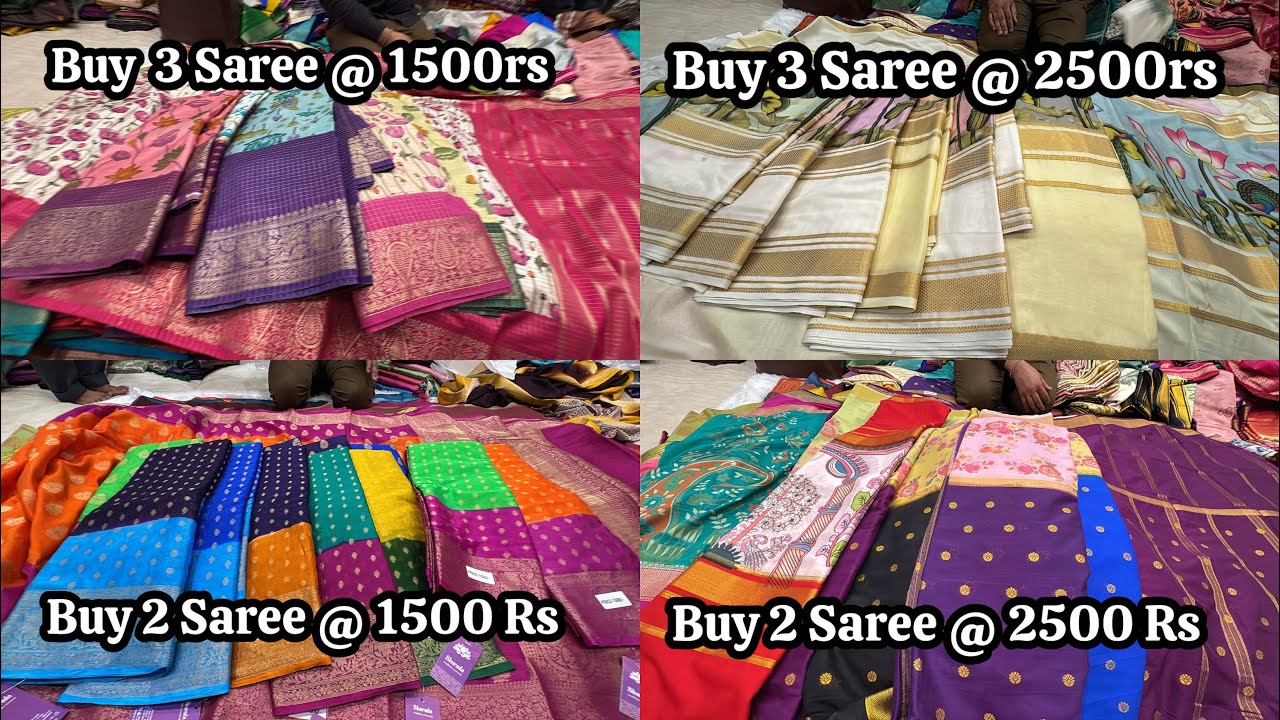 Pick 3 Saree for 1500 Rs | Clearance Sale at Shreeji Textiles Chickpet ...