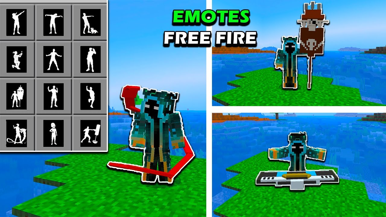 MCPE FREE FIRE EMOTE ADDON | MINECRAFT PE FREE FIRE EMOTE MOD | - YouTube