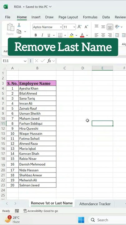 How to Remove First or Last Name in Excel | Easy Formula Tutorial #remove #microsoftexcel - YouTube