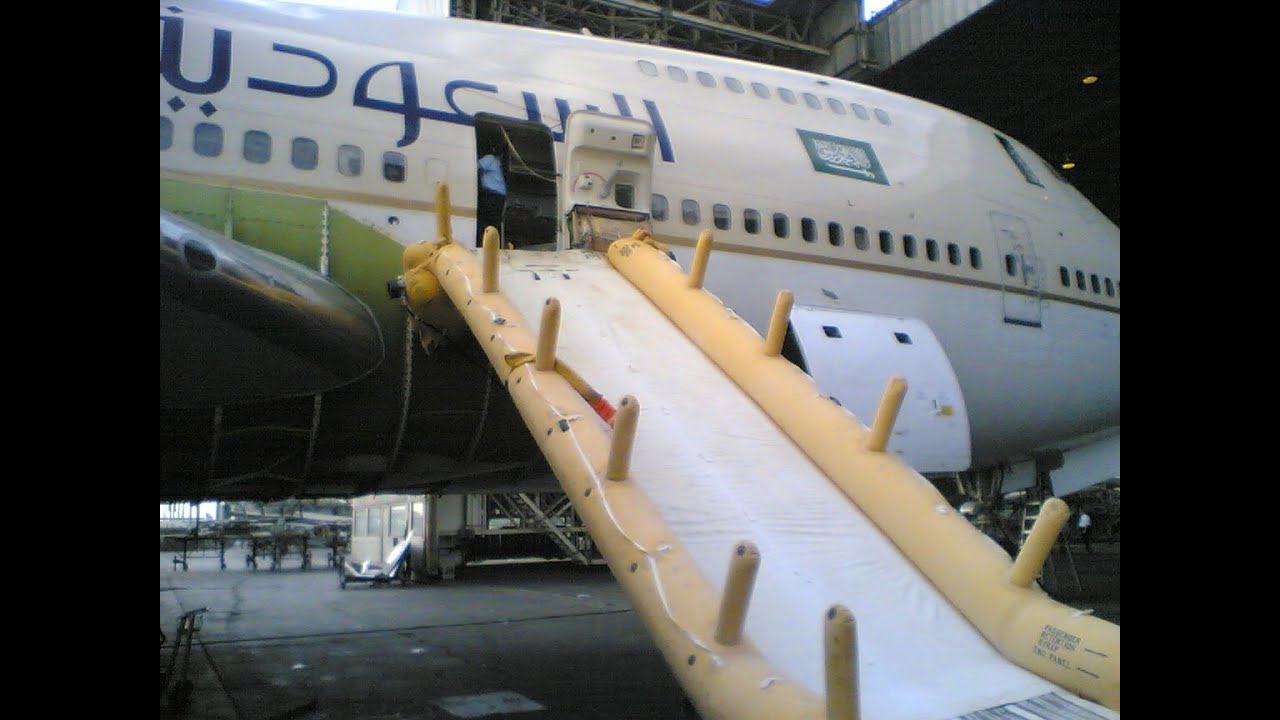Boeing 747 Emergency door slid raft deploy at Hangar back when I was ...