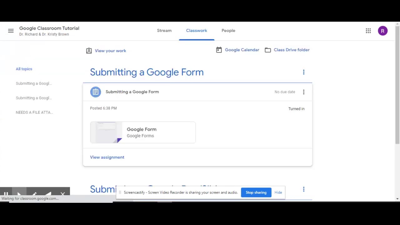 Turning in Google Classroom Assignments - YouTube