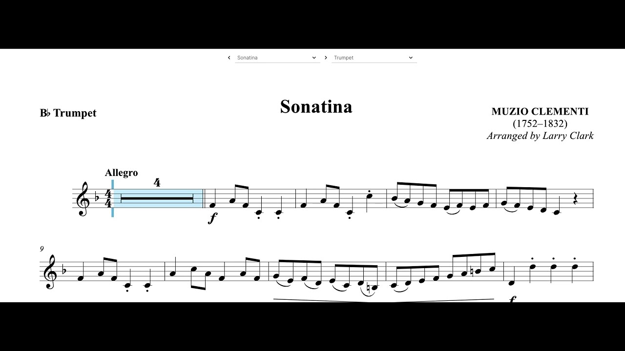 Sonatina - Trumpet Solo Accompaniment - YouTube