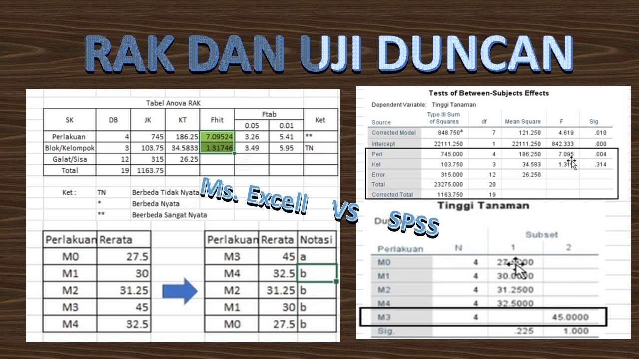 SPSS Rancangan Acak Kelompok dan Uji Duncan/ DMRT, Randomized Block ...