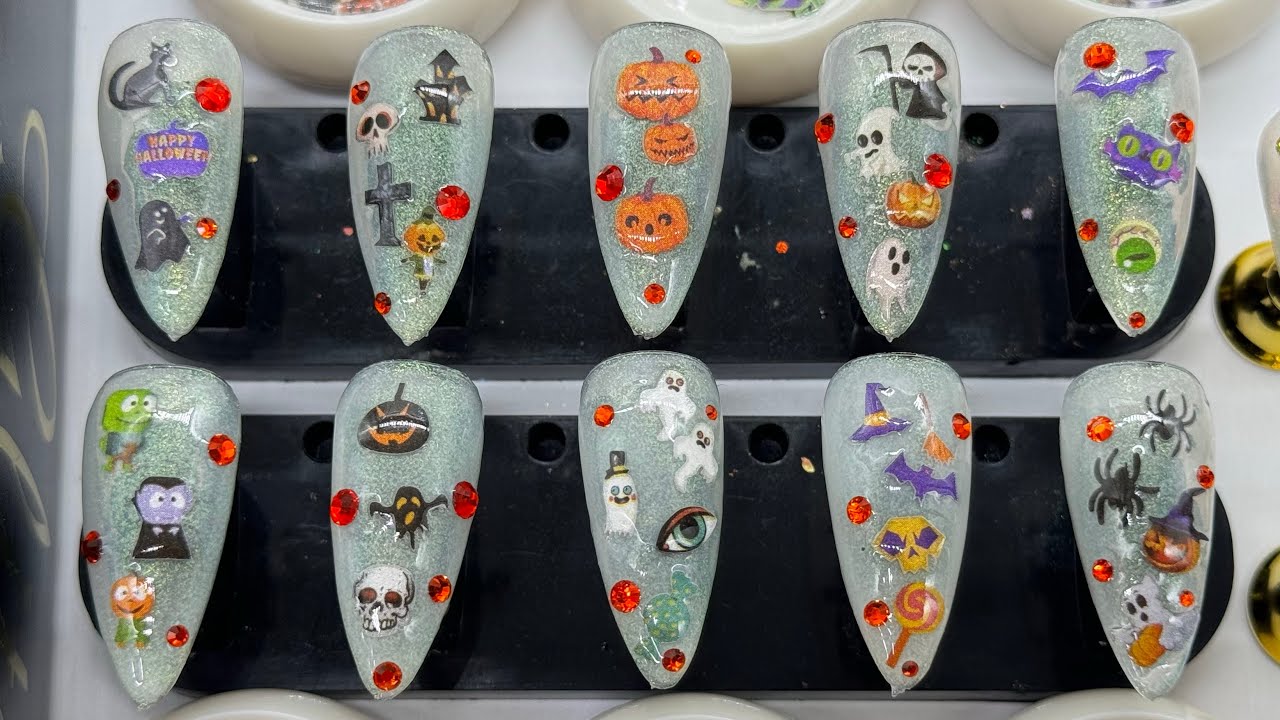 Let’s Create Some Halloween Nail Design w/ encapsulated Paper Charms🕷️🕸 ...