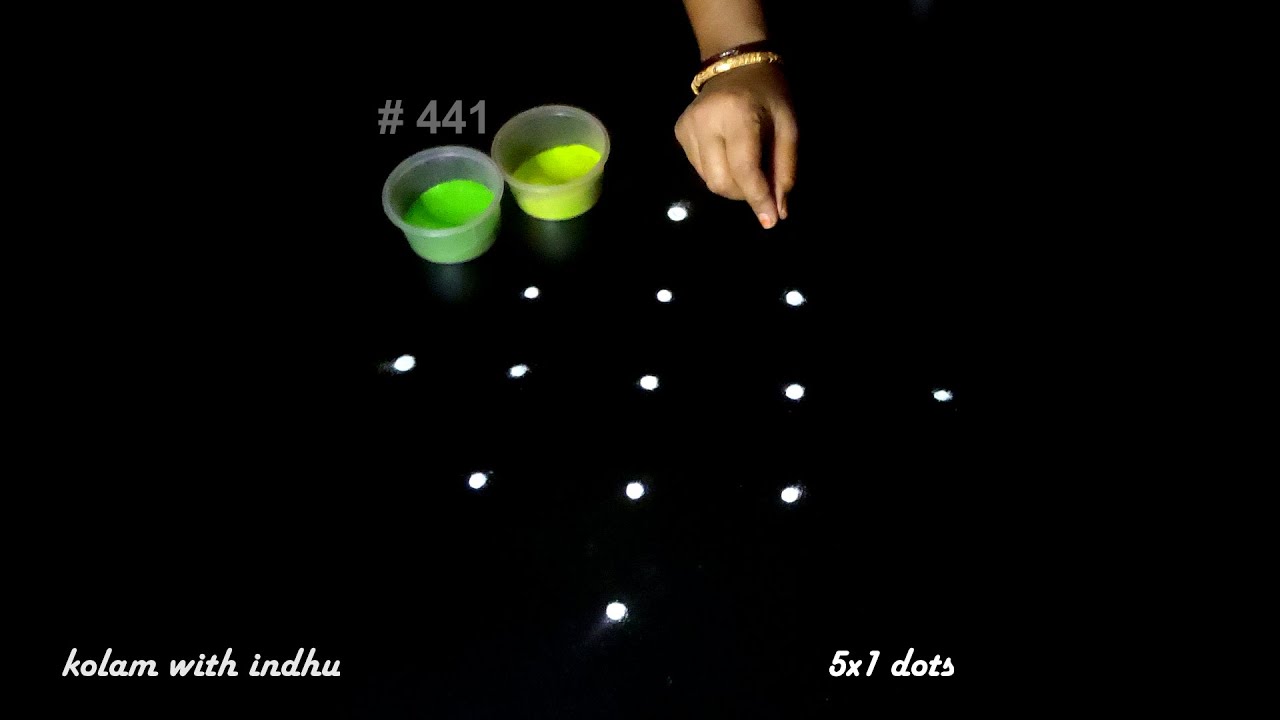 Easy Wednesday kolam | 5x1 dots Simple Rangoli | Kannum Pongal Kolam ...