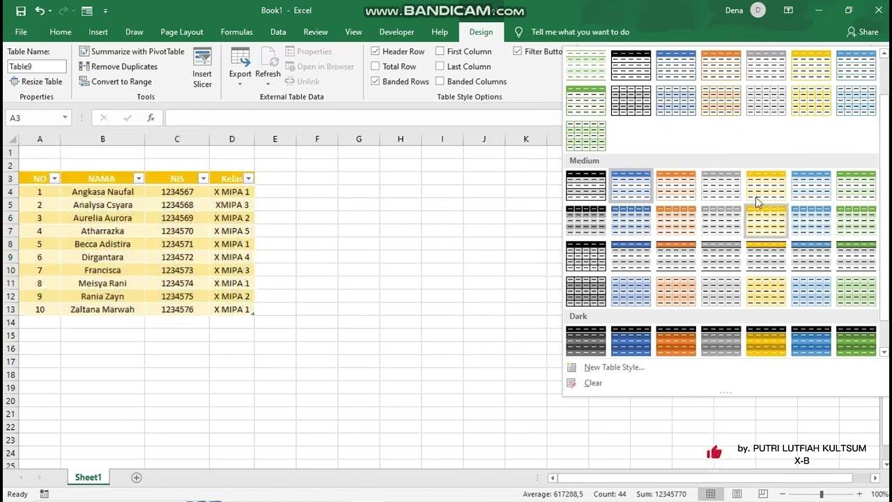 TUTORIAL MEMBUAT TABEL BERWARNA SECARA OTOMATIS - YouTube