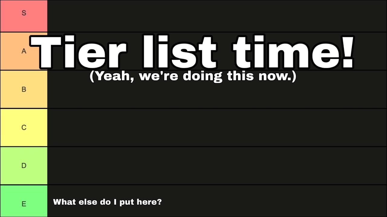 Tier List Video! - YouTube