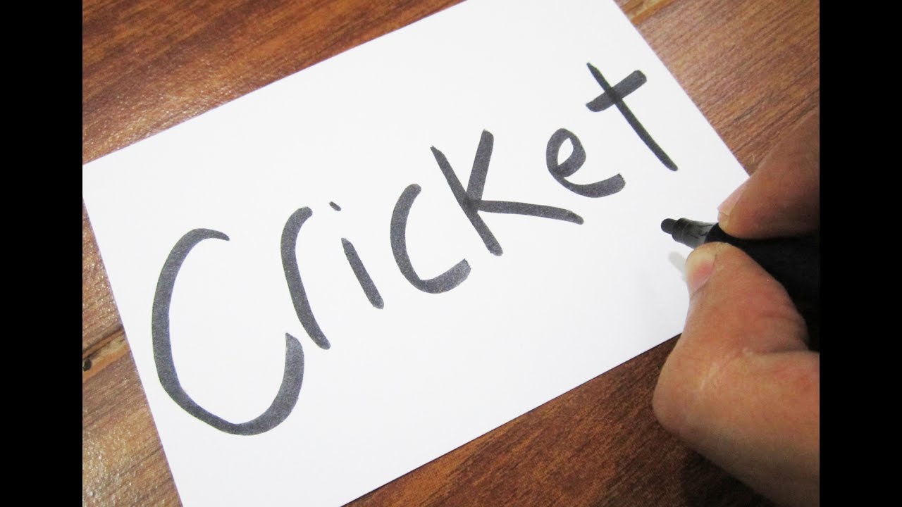 How to turn words CRICKET into a Cartoon ! Learn drawing art on paper ...