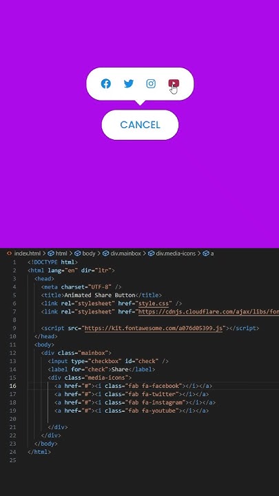 Animated Share Button Using Html And Css Codewebio Web Development Web Design Youtube
