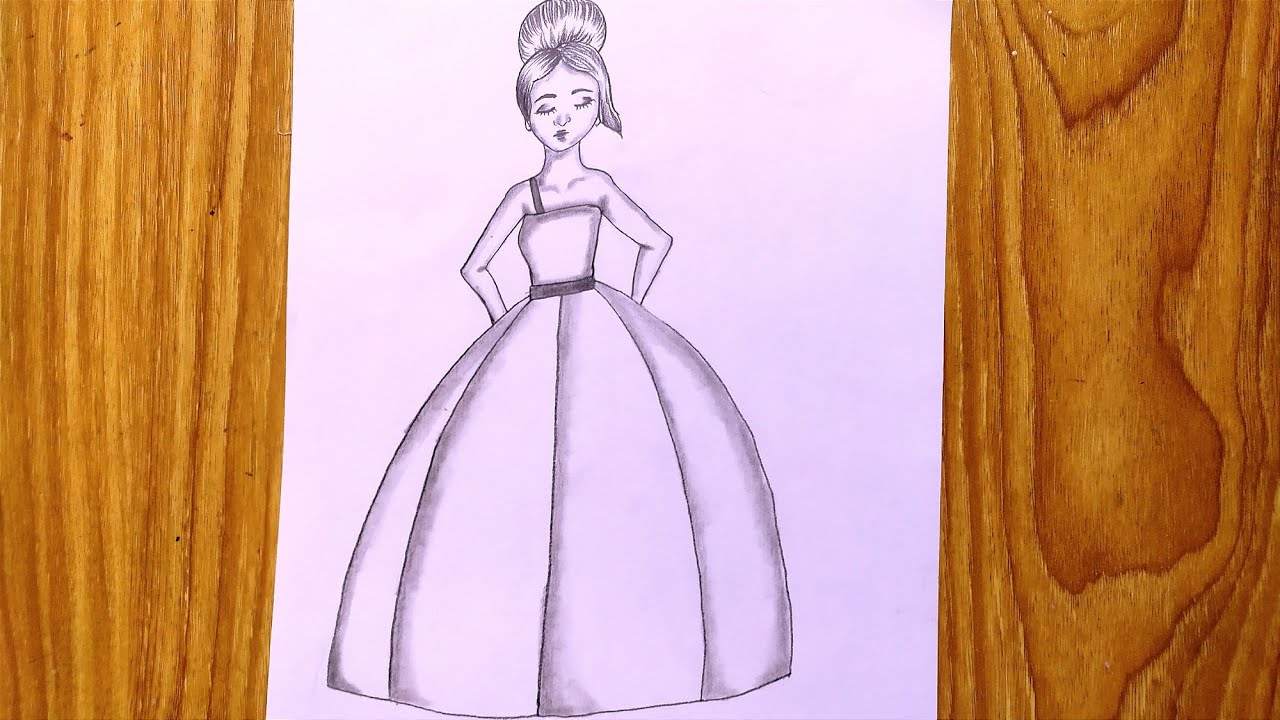 How to draw girl with beautiful dress step by step | Drawing tutorial ...