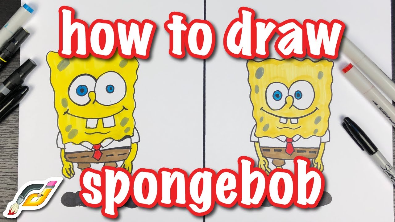 How to Draw SPONGE BOB Squarepants - Step by Step - Easy Drawings for ...