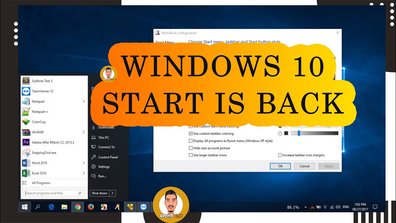 Windows 10 StartIsBack++ - YouTube