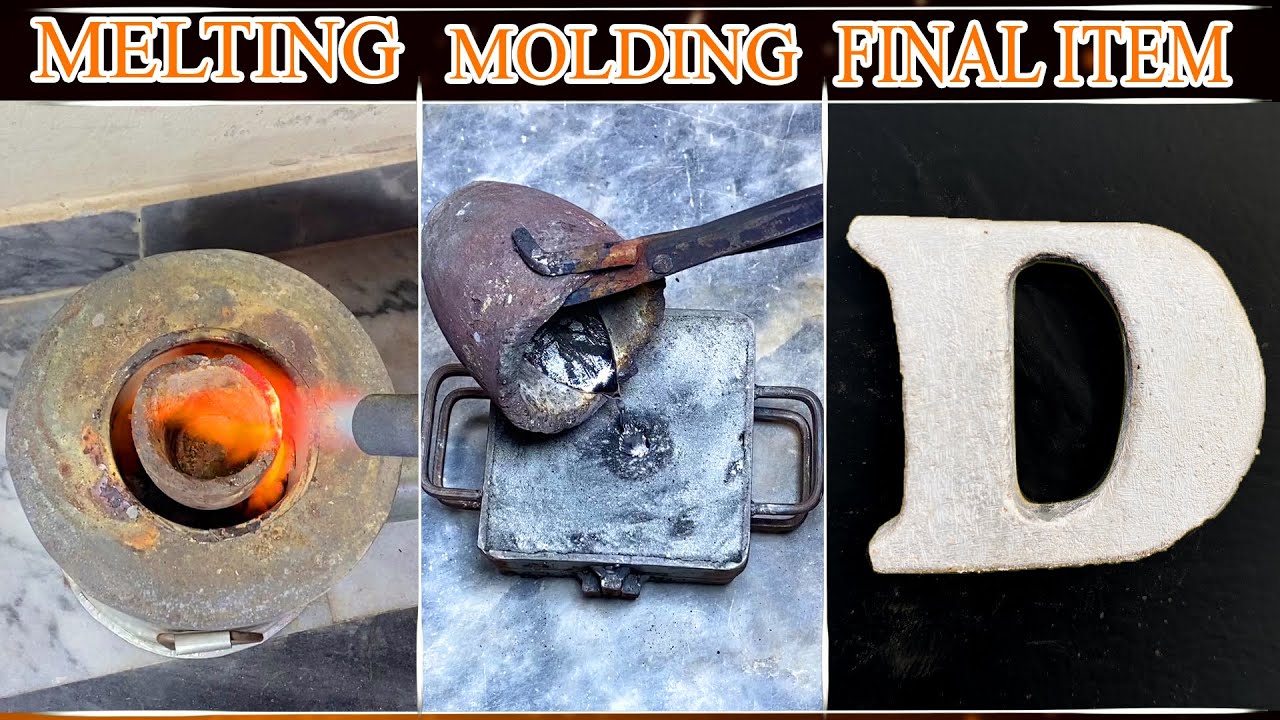 DIY Metal Casting: Melting Metal into the Letter D || Casting Metel ...