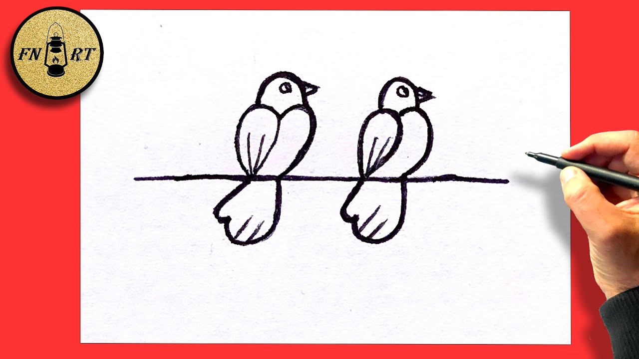 How to draw a two birds easy - YouTube
