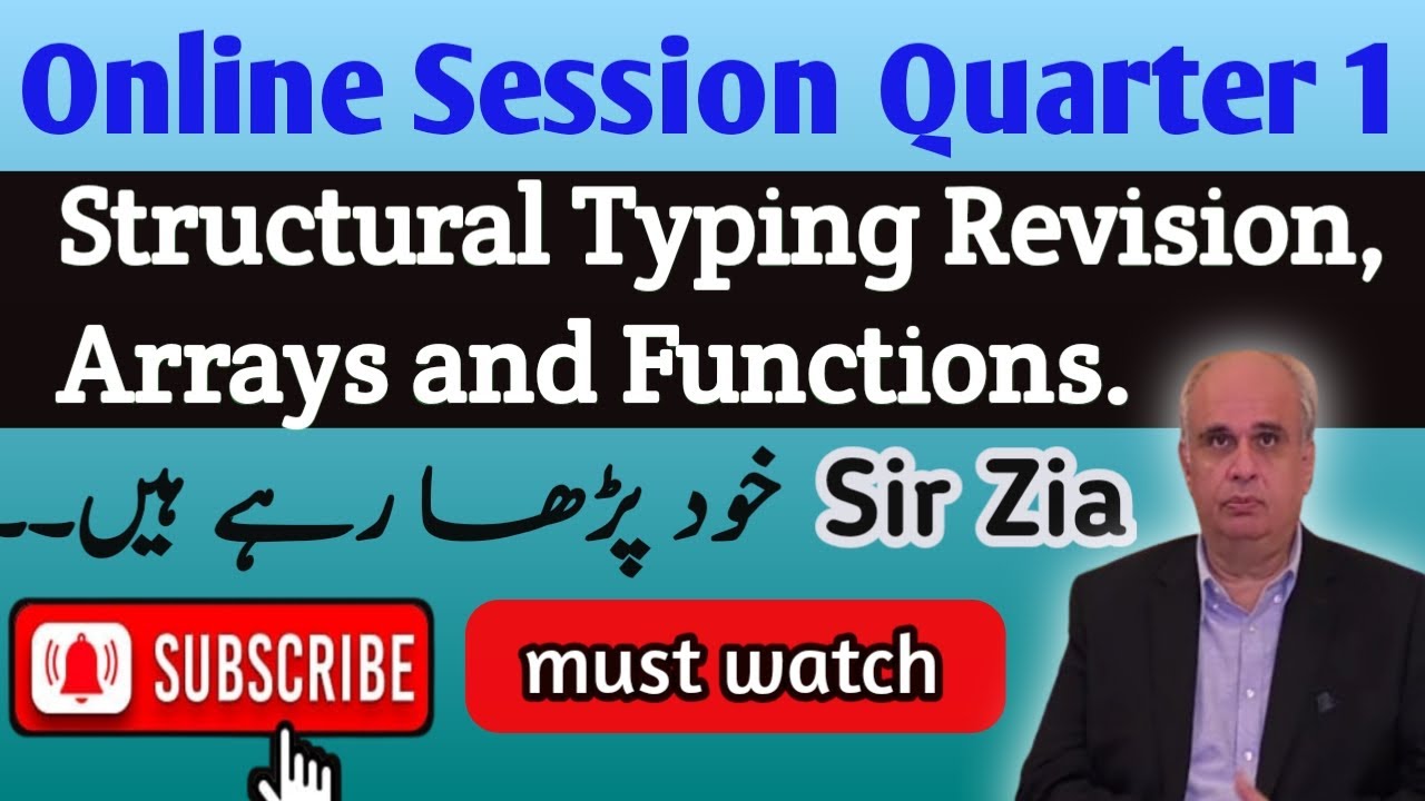 Online Class | Structural Typing Revision Arrays and Functions | Umair Khan - YouTube