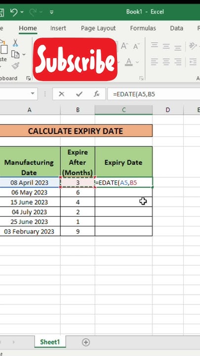 How to Calculate Expiry Date | #shortsvideo #exceltips #excelformula - YouTube