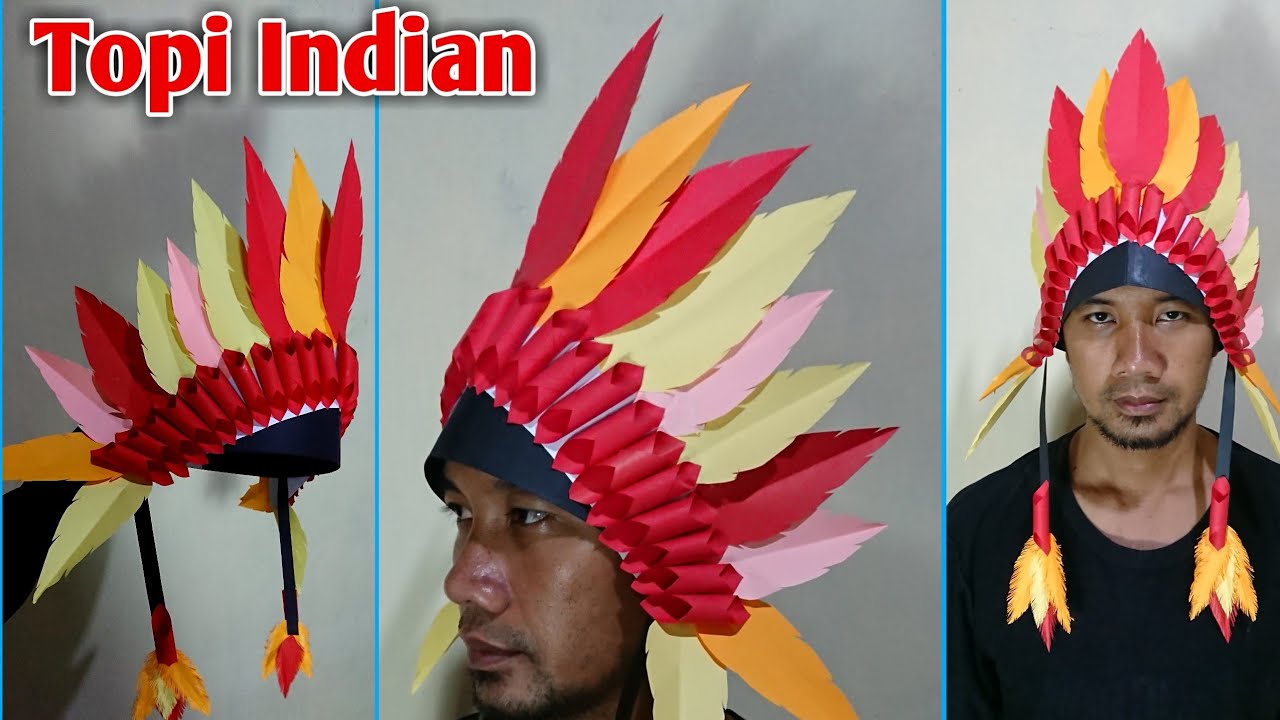 CARA MEMBUAT TOPI INDIAN || TOPI HIAS NDIAN DARI KERTAS KARTON - YouTube