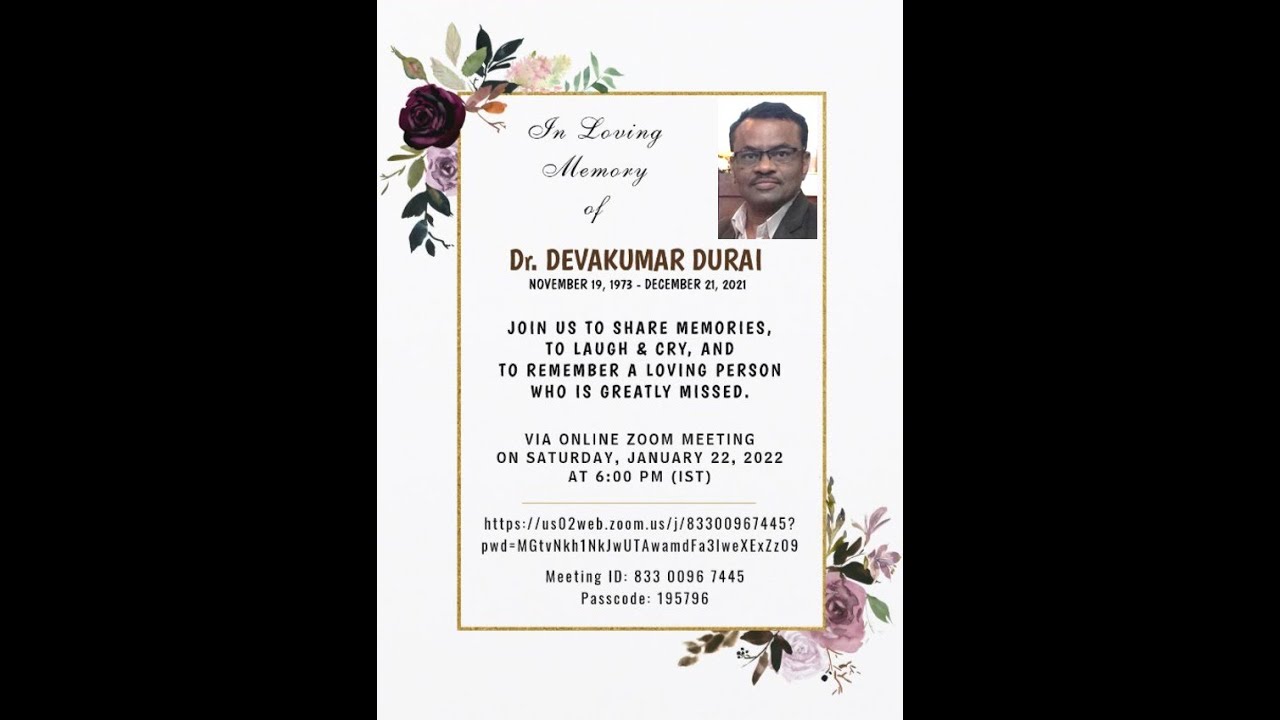 Dr. Devakumar Memorial Meet 22nd January 2022 - YouTube