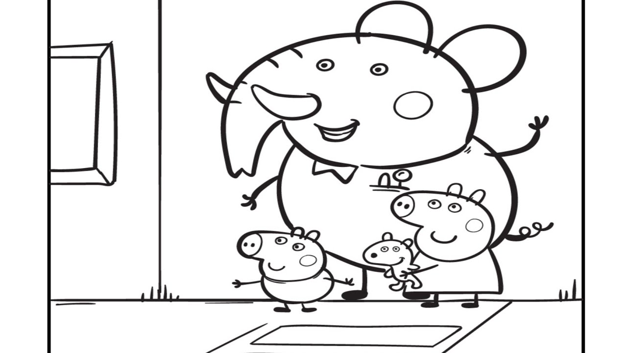 Peppa pig walking with Emily elephant, Peppa pig drawing colouring ...