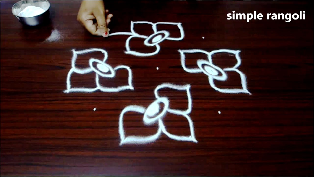 simple flower rangoli designs with easy dots || kolangal with dots ...