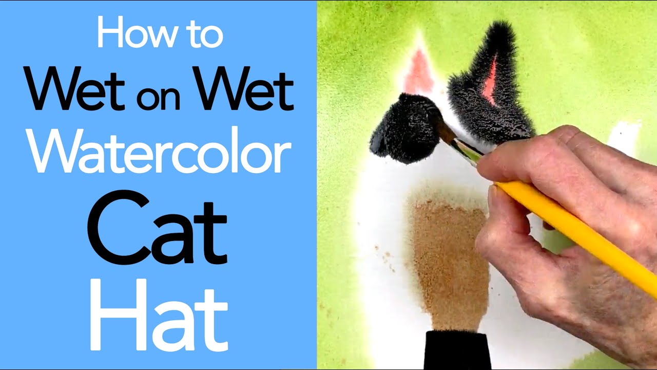 How to Wet on Wet Watercolor Cat Hat - YouTube