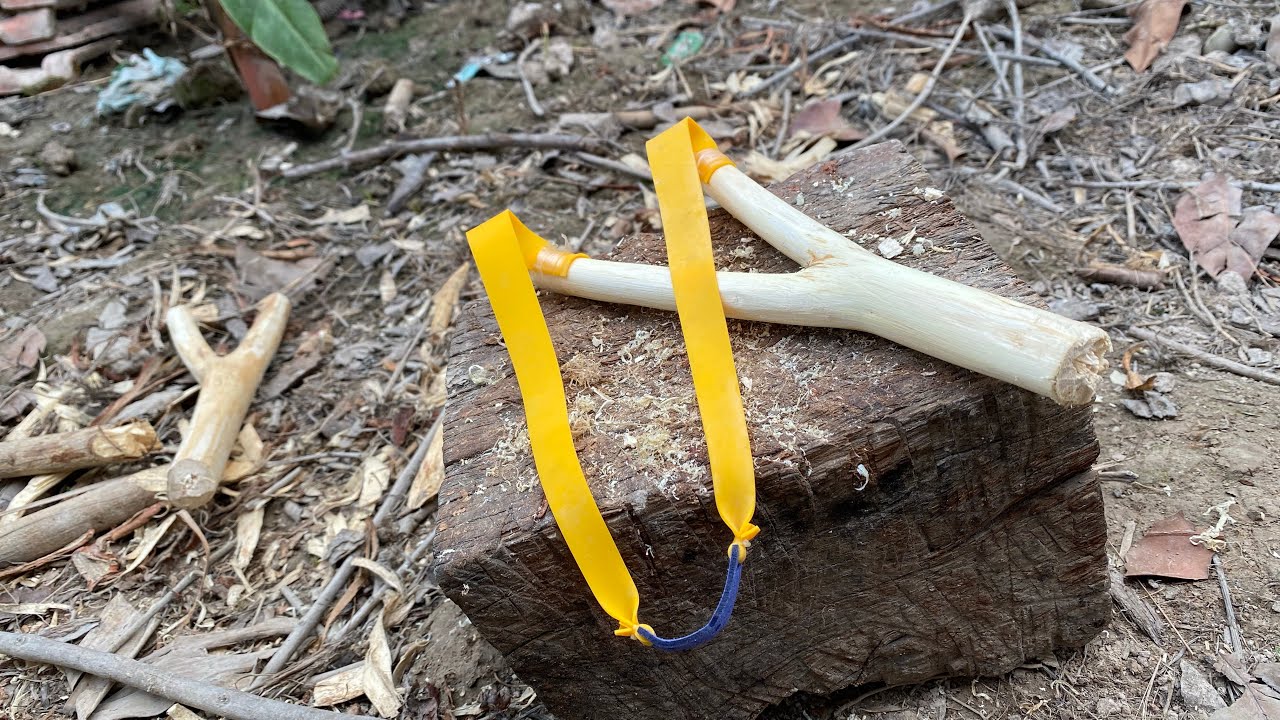 How to make powerful slingshot from branch tree - YouTube