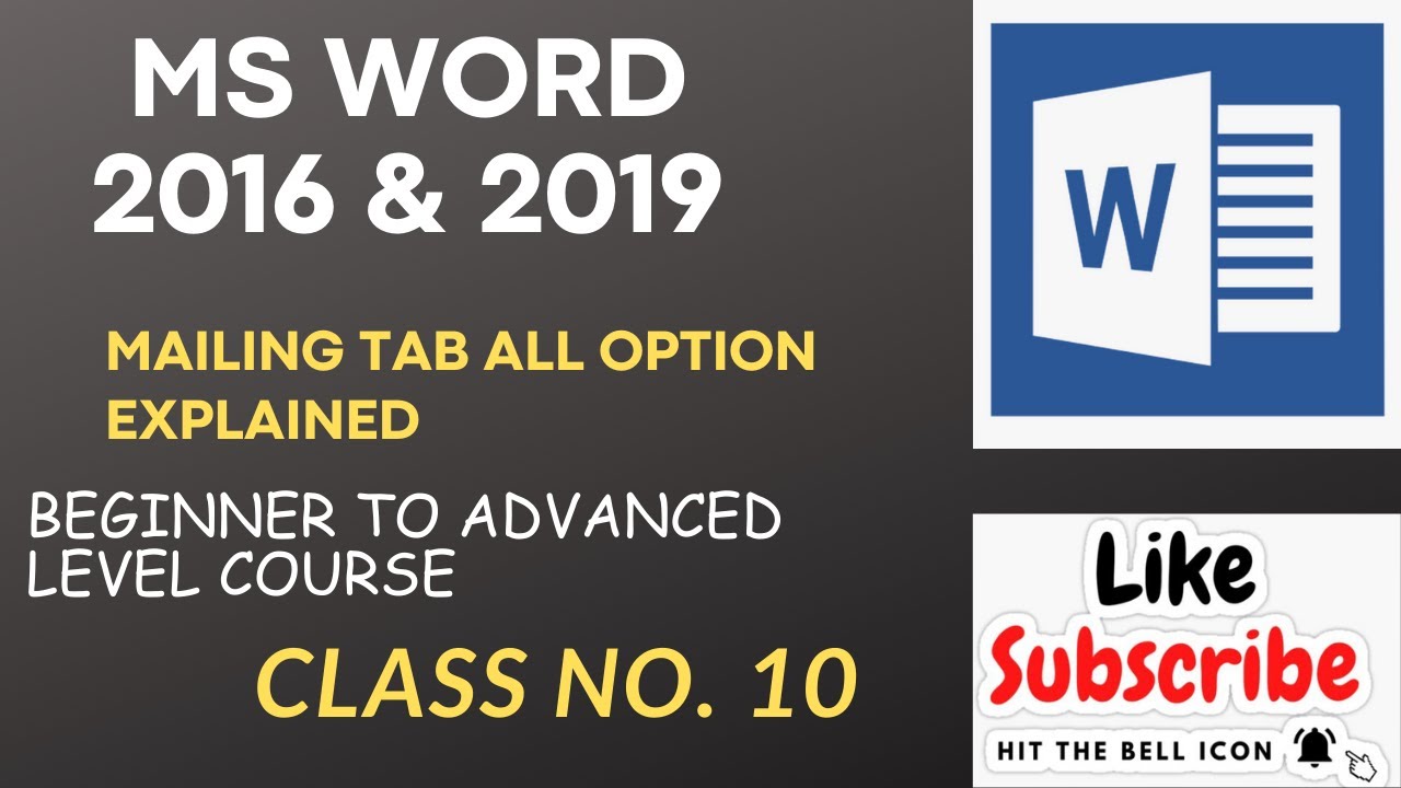 MS Word 2019 Mailing Tab All Options Explained | Class 10 | Skill ...